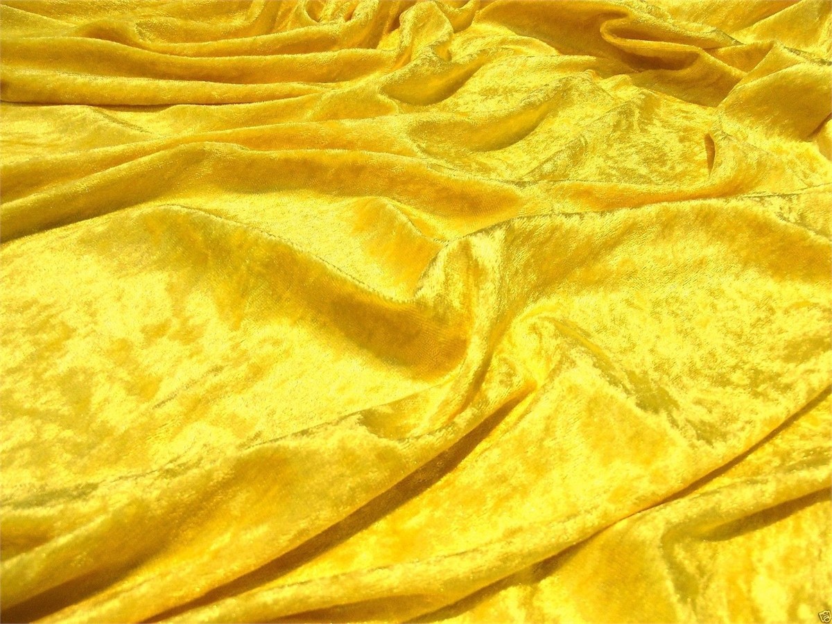 Crushed Velvet Velour Fabric Material - CANARY YELLOW - CRS Fur Fabrics