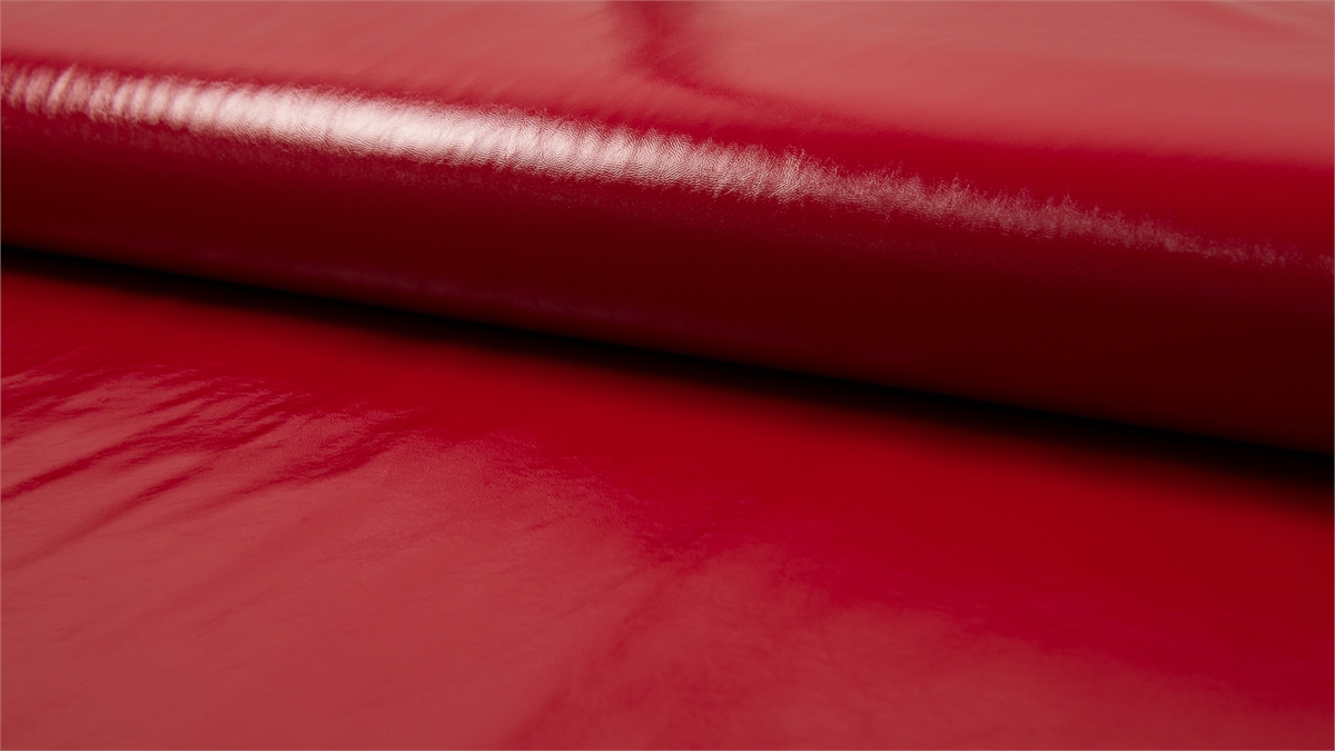 Luxury Shiny Lack Leather Fabric Material - RED - CRS Fur Fabrics