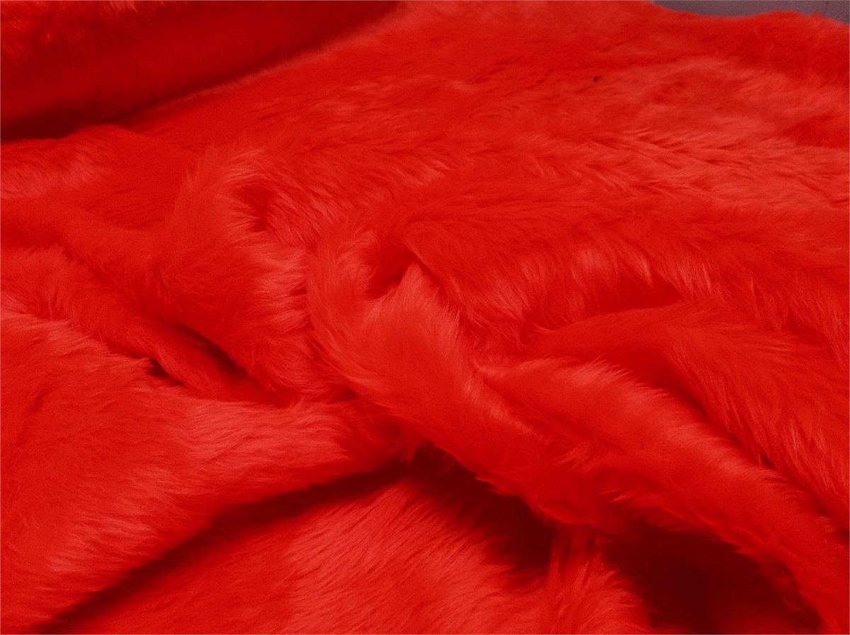 Plain Fun Faux Fur Fabric Material - BRIGHT RED - CRS Fur Fabrics