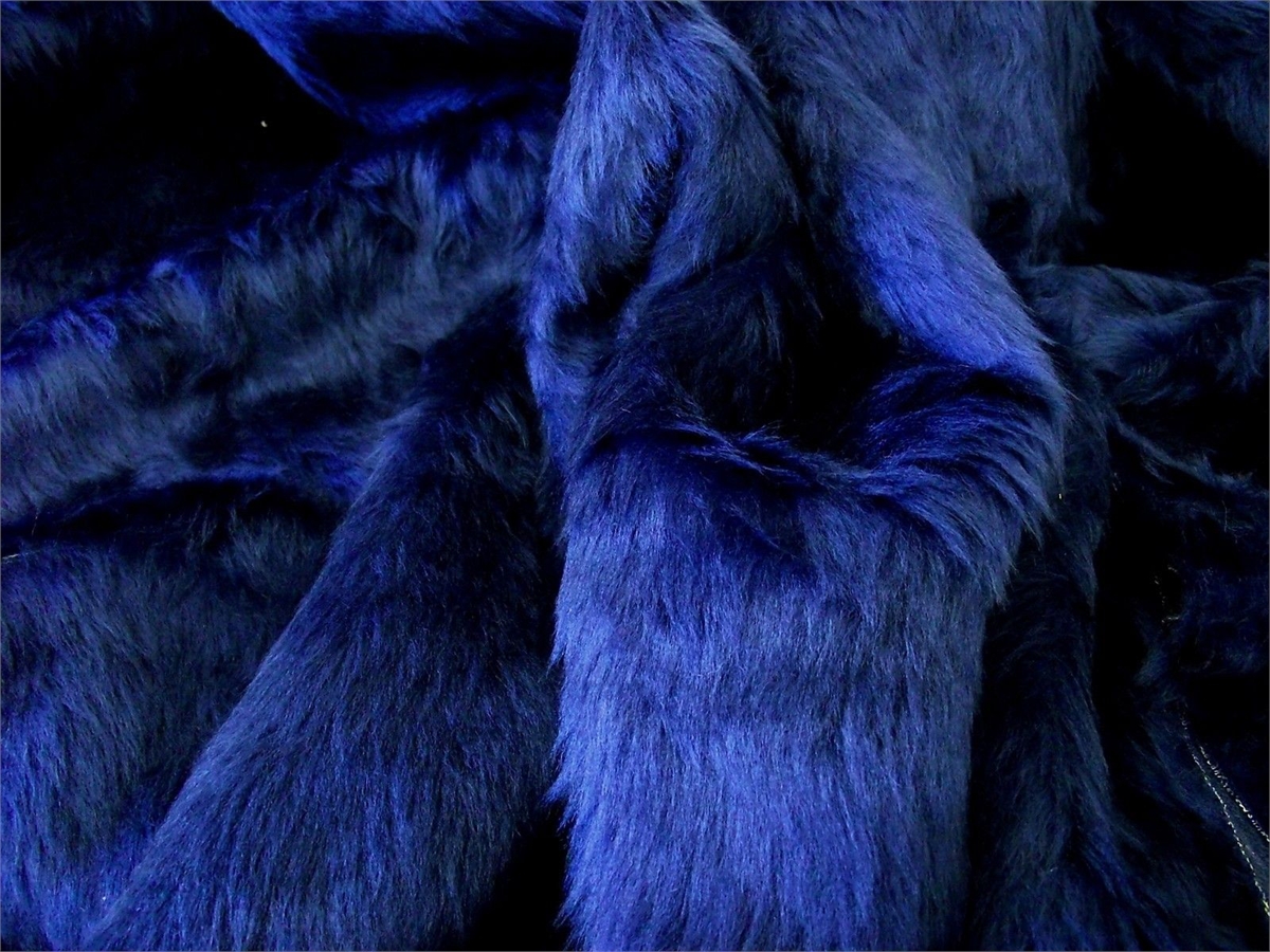 Plain Fun Faux Fur Fabric Material - MARINE BLUE - CRS Fur Fabrics