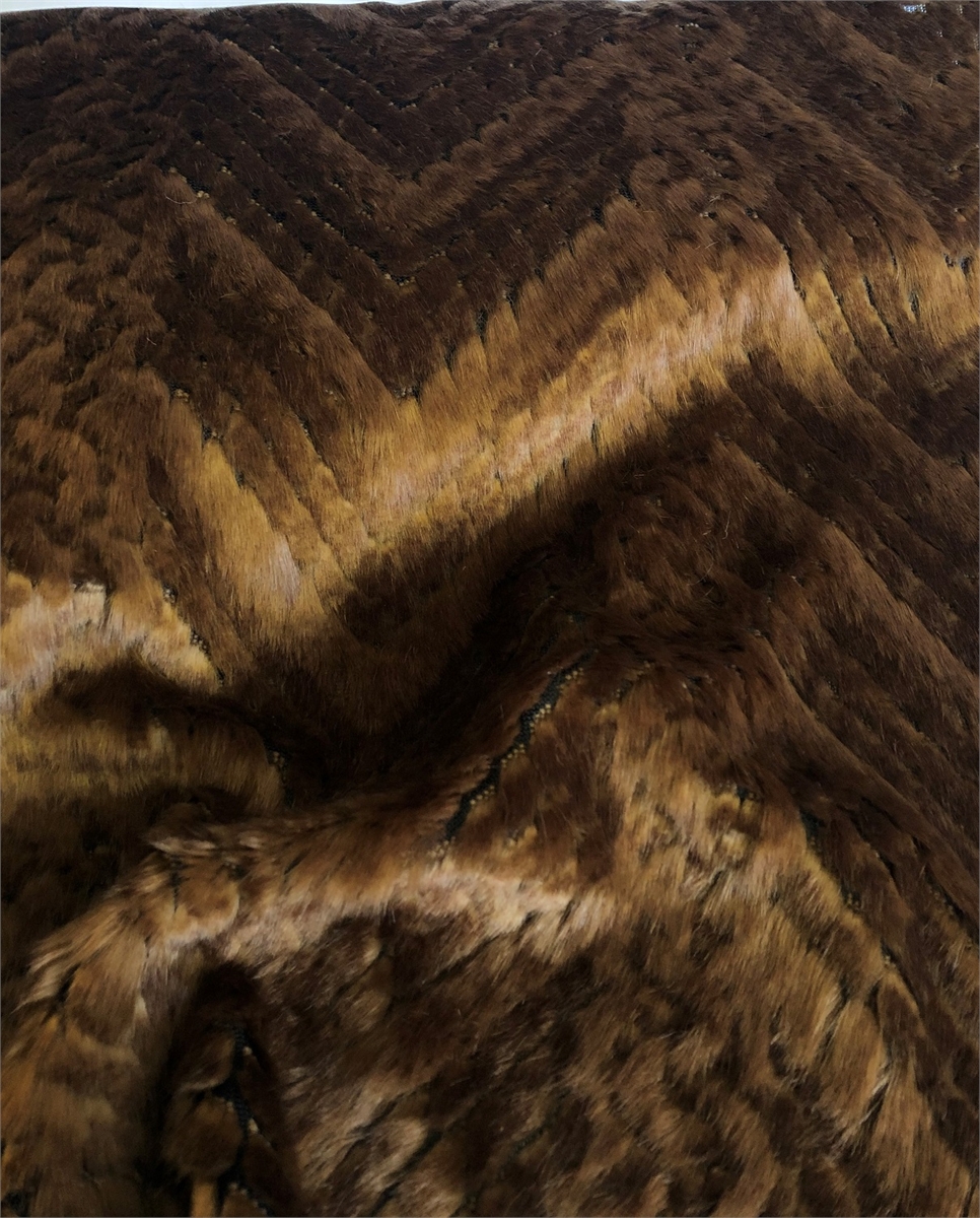 Super Luxury Faux Fur Fabric Material - TAN BROWN CHEVRON - CRS Fur Fabrics