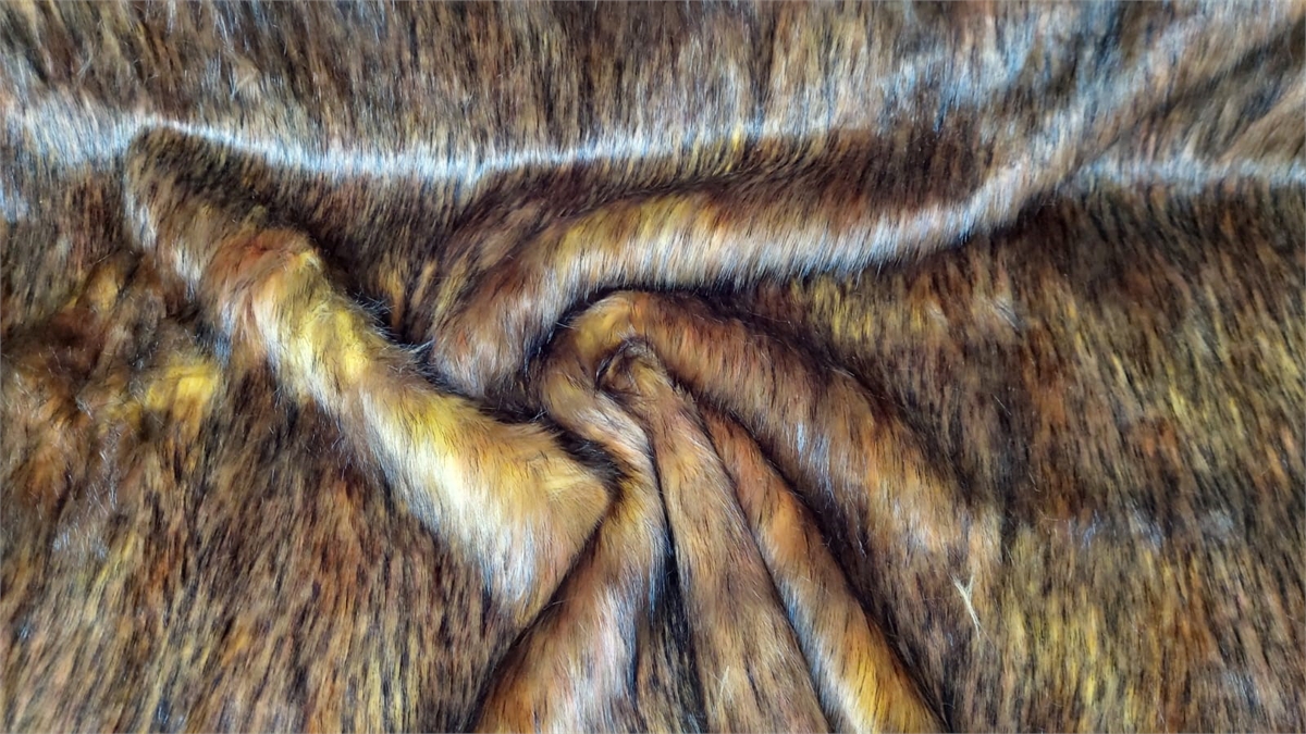 Super Luxury Faux Fur Fabric Material - LONG BROWN GOLD FLECK - CRS Fur ...
